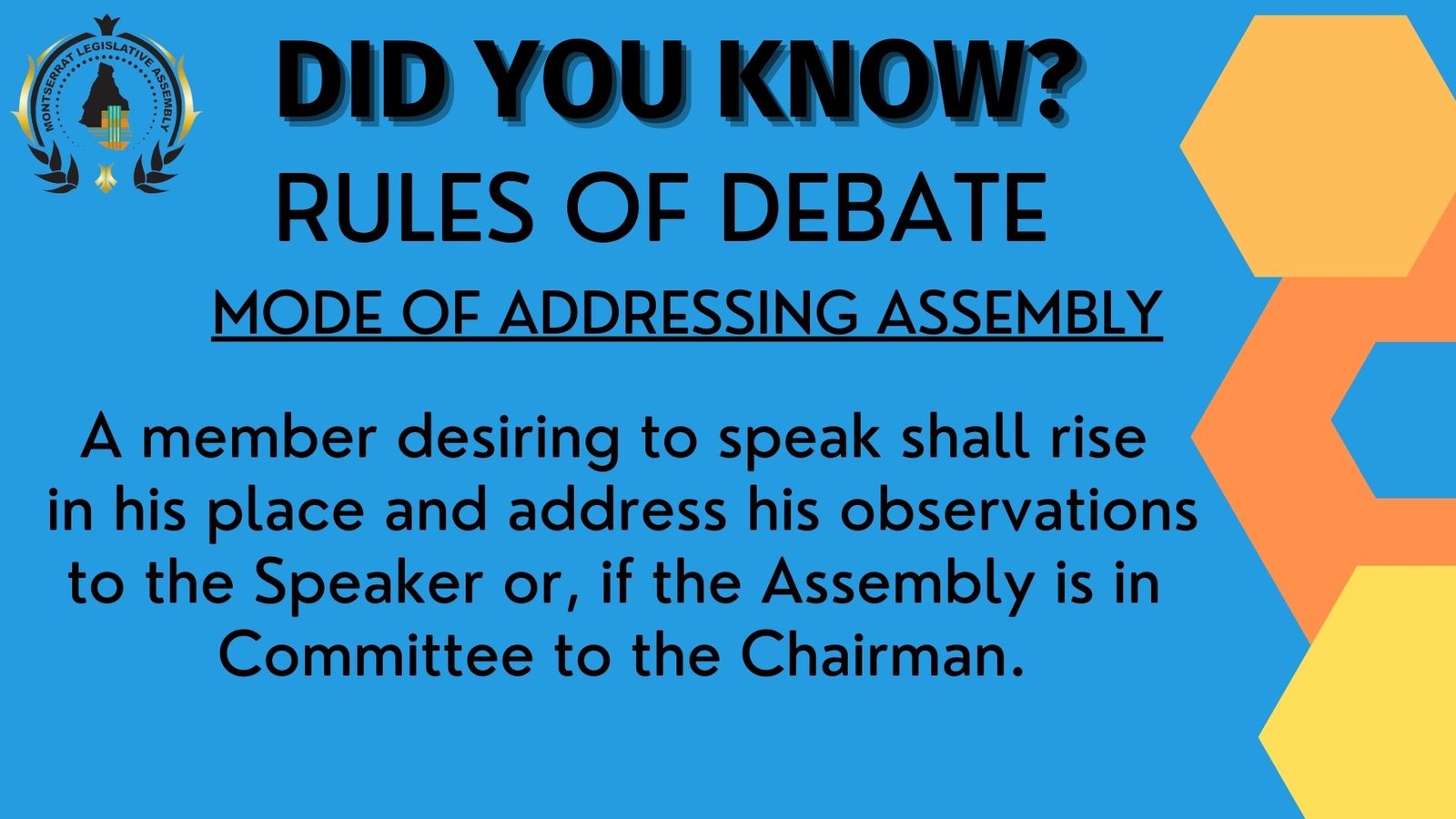 Rules of Debate – Montserrat Legislative Assembly
